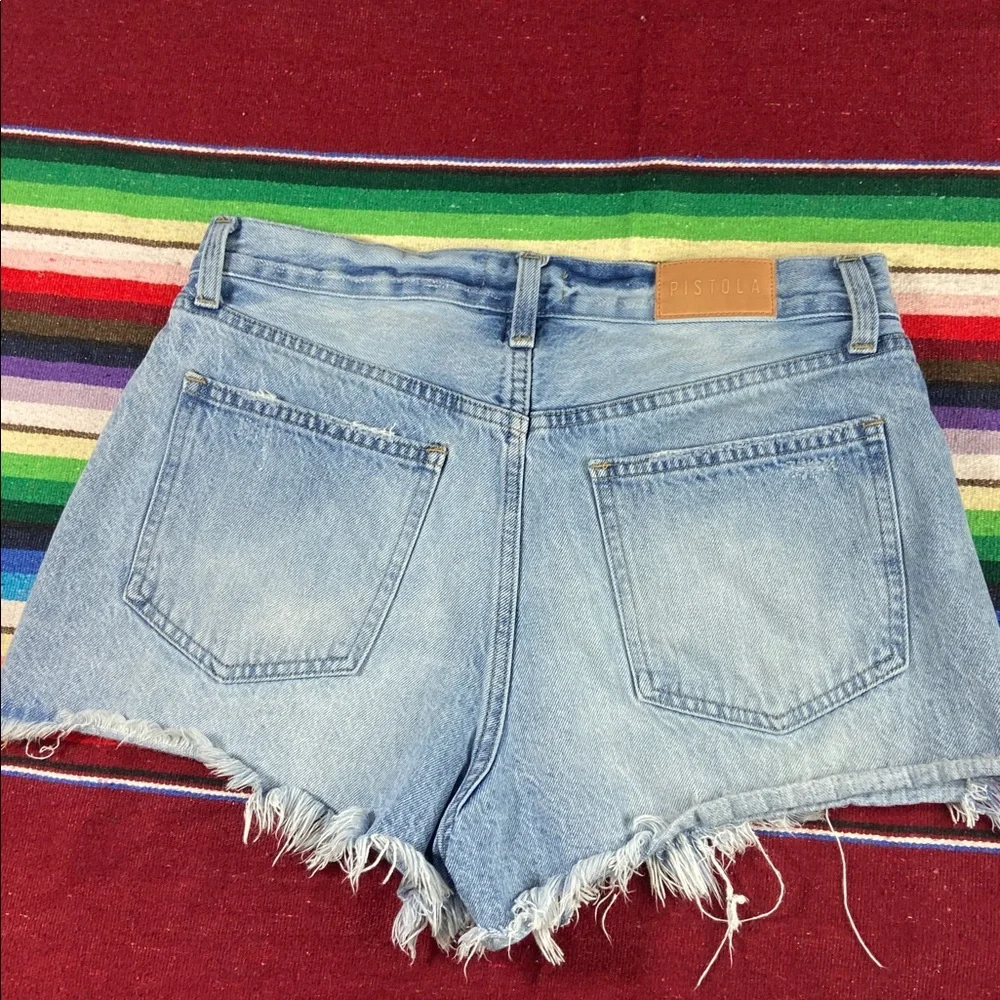 pistola | Shorts | Pistola Nova Distressed High Rise Light Blue Cut Off ...